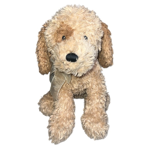 Gund | Toys | Baby Gund Dog Plush Tan Curly Hair Brown Ears Eye Patch ...